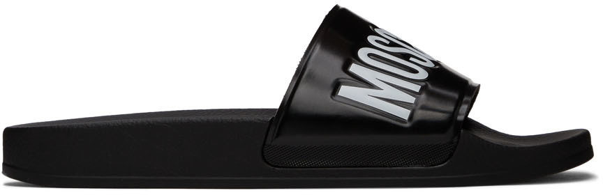 Moschino Black Logo Pool Slides Moschino