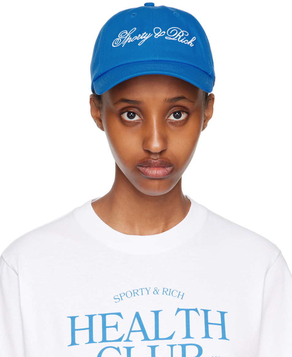 Sporty & Rich Blue Cursive Logo Cap Sporty & Rich
