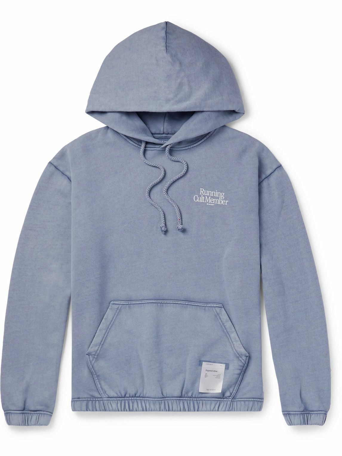 Satisfy - Logo-Print Organic Cotton-Jersey Hoodie - Blue Satisfy