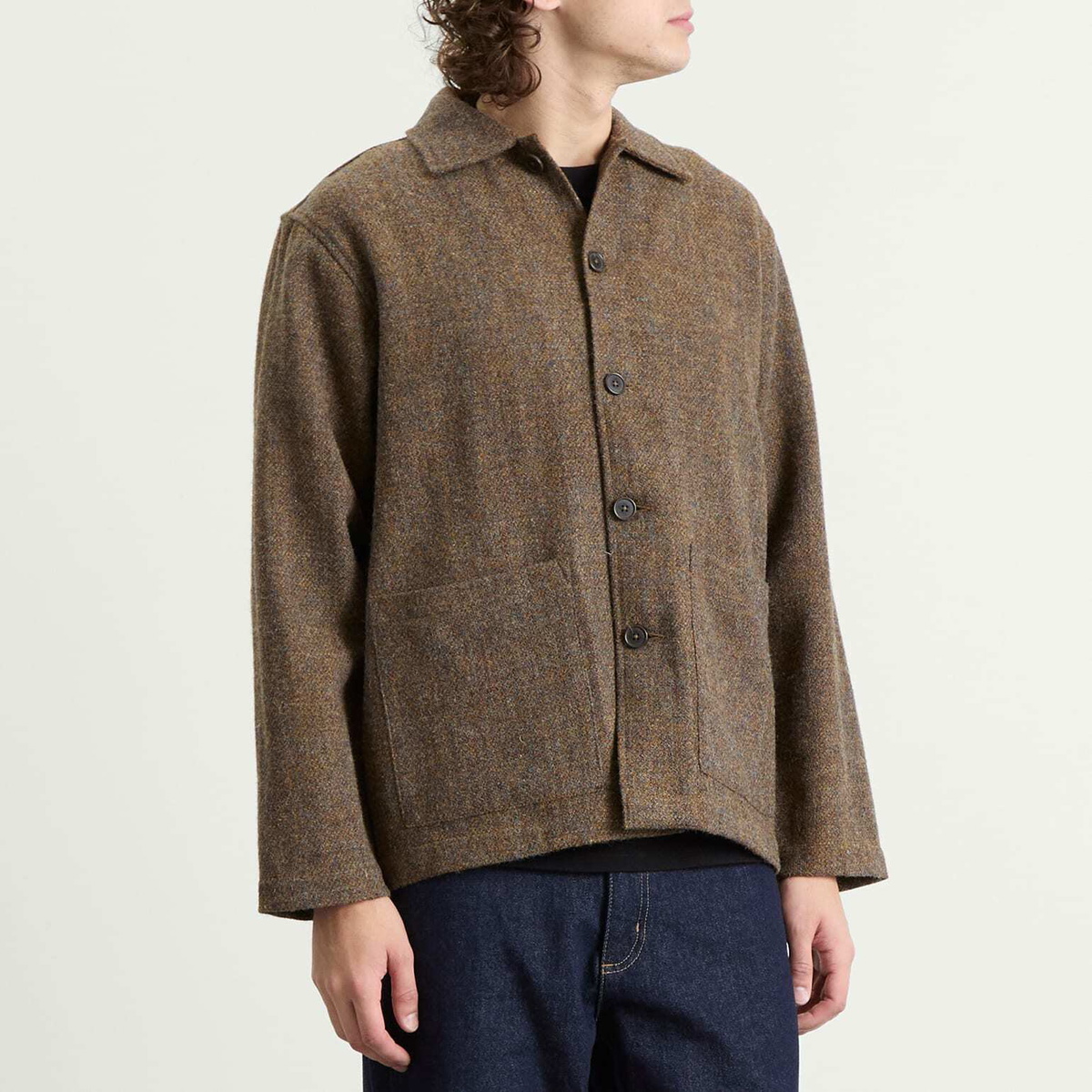 Universal Works Men's Harris Tweed Plaid Easy Jacket in Gold Universal ...
