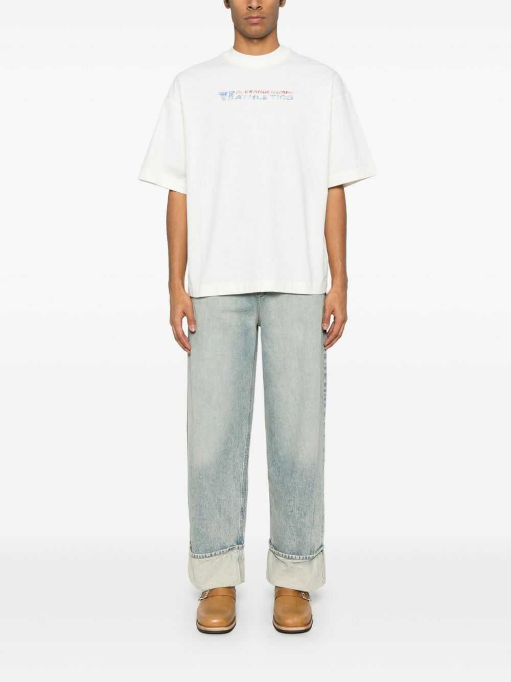 Alexander Wang Neutrals Cotton Logo-Print T-Shirt Alexander Wang
