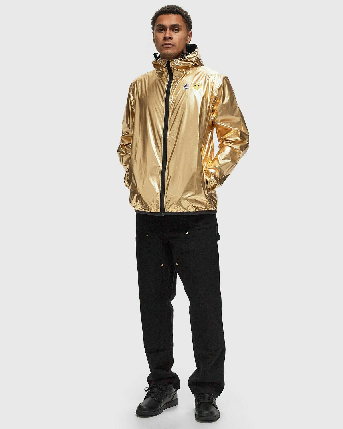 Comme Des Garçons Play K Way Jacket Gold Emblem Gold Windbreaker Comme ...