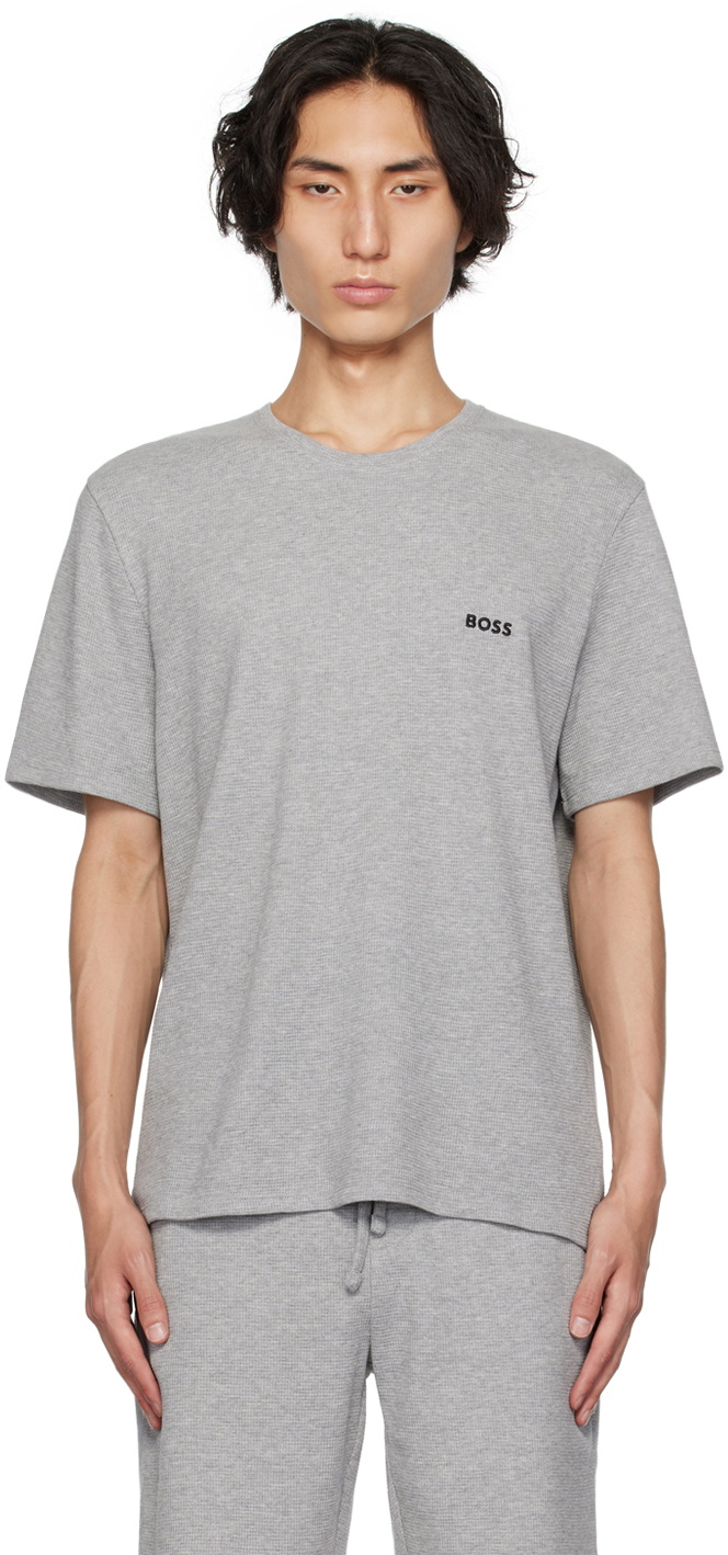BOSS Gray Embroidered T-Shirt BOSS