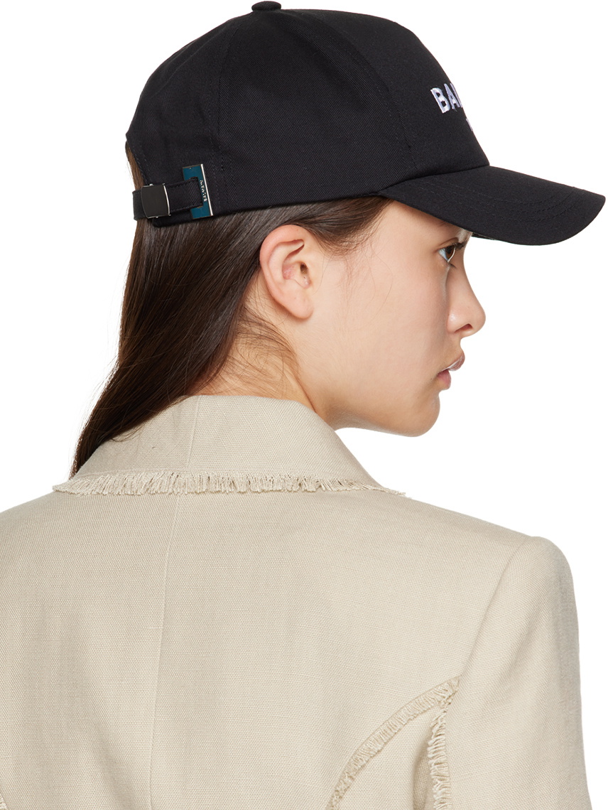 Balmain Black Embroidered Cap Balmain