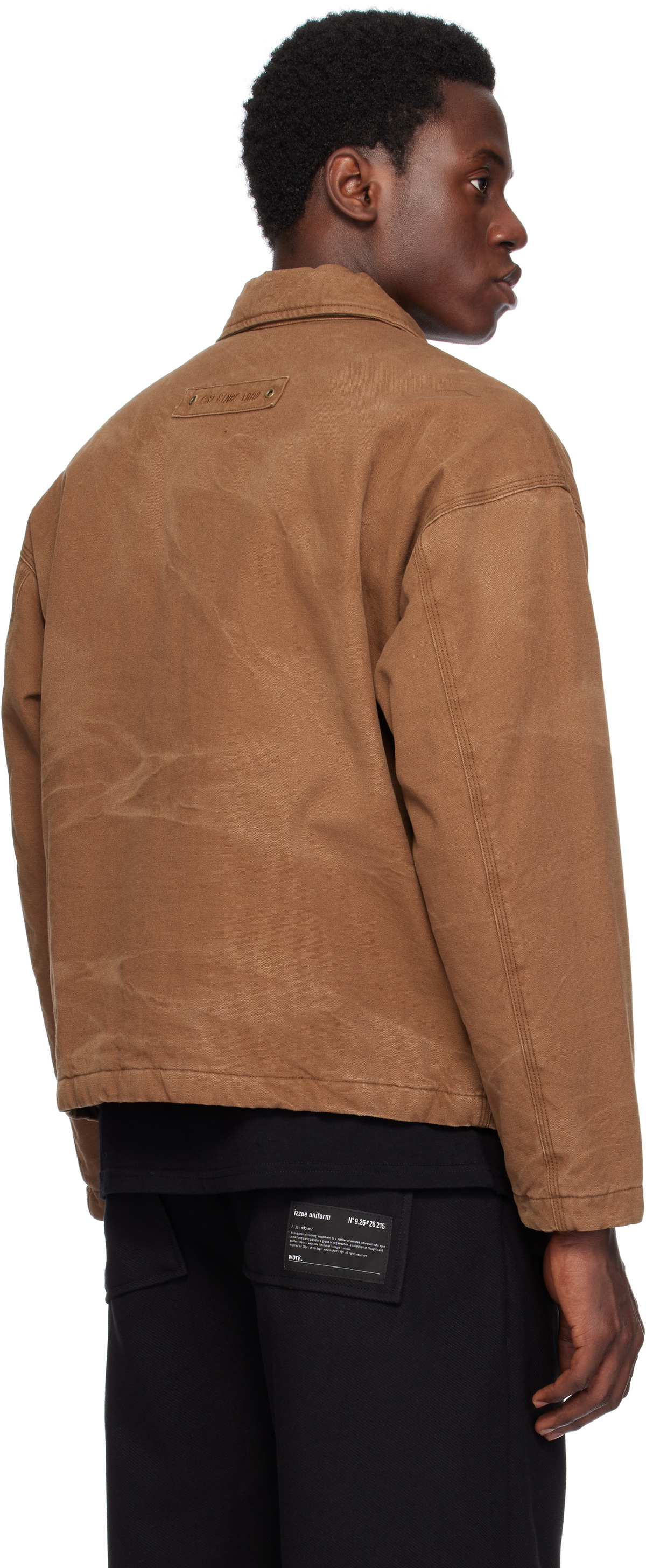 Izzue Brown Washed Zip-Up Jacket Izzue