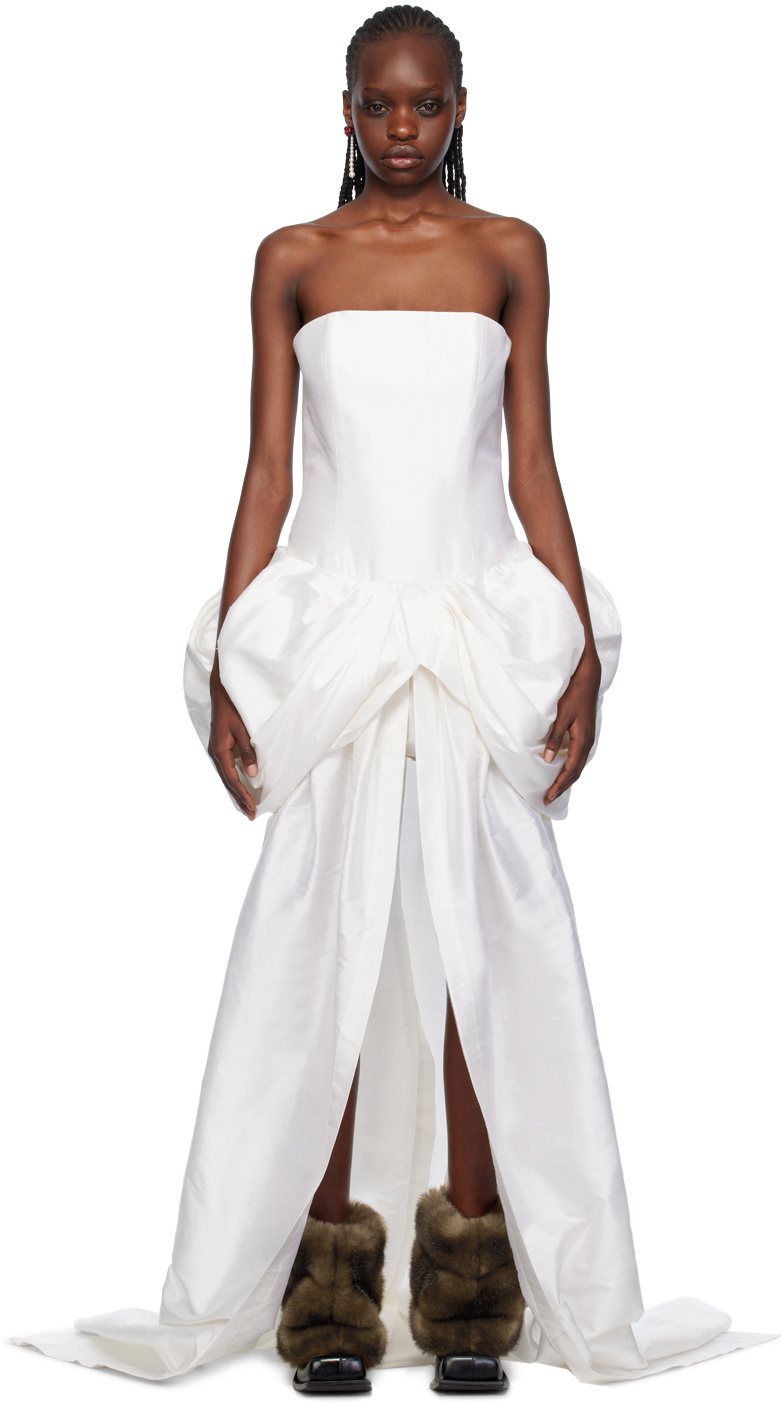 FIDAN NOVRUZOVA White Gathered Minidress FIDAN NOVRUZOVA