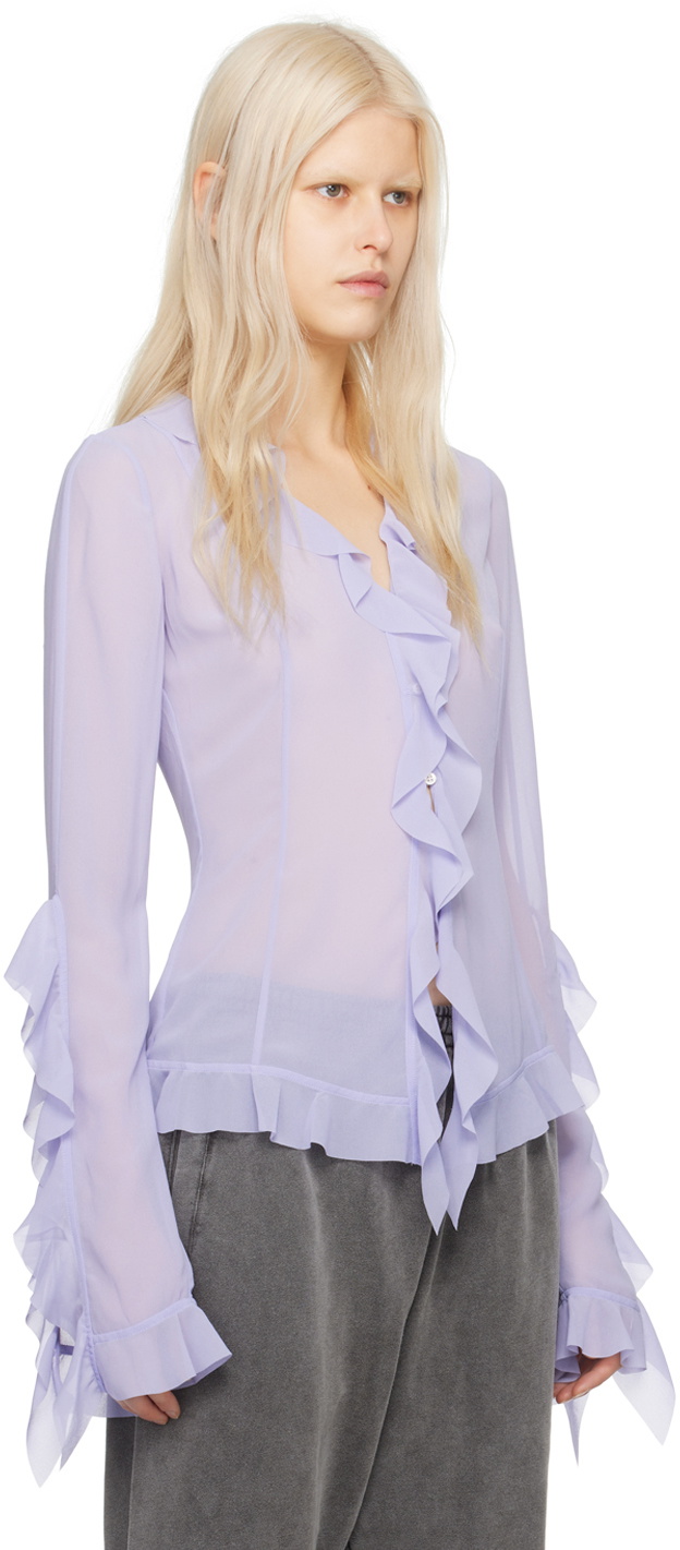 Acne Studios Purple Ruffle Blouse Acne Studios