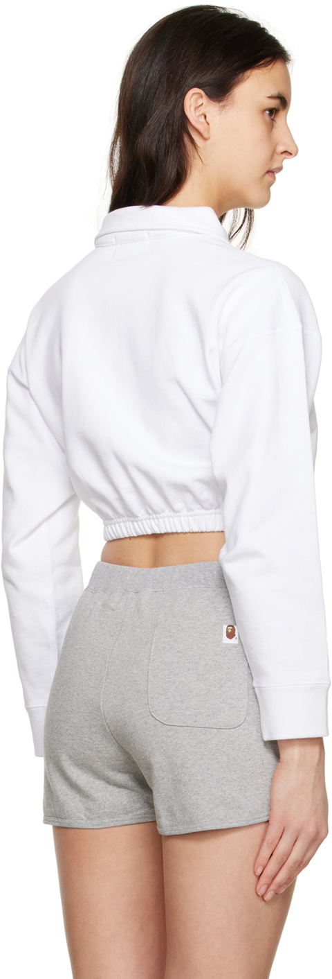 BAPE White Half-Zip Cropped Sweater A Bathing Ape