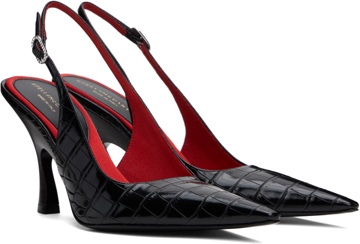 Stella McCartney Black Elsa Pointed Toe Slingback Heels Stella McCartney