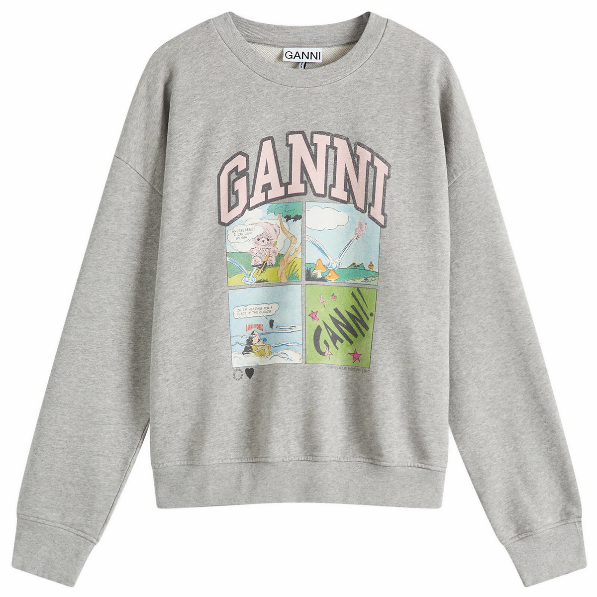 GANNI Women's Isoli BD Oversized Sweatshirt in Paloma Melange GANNI