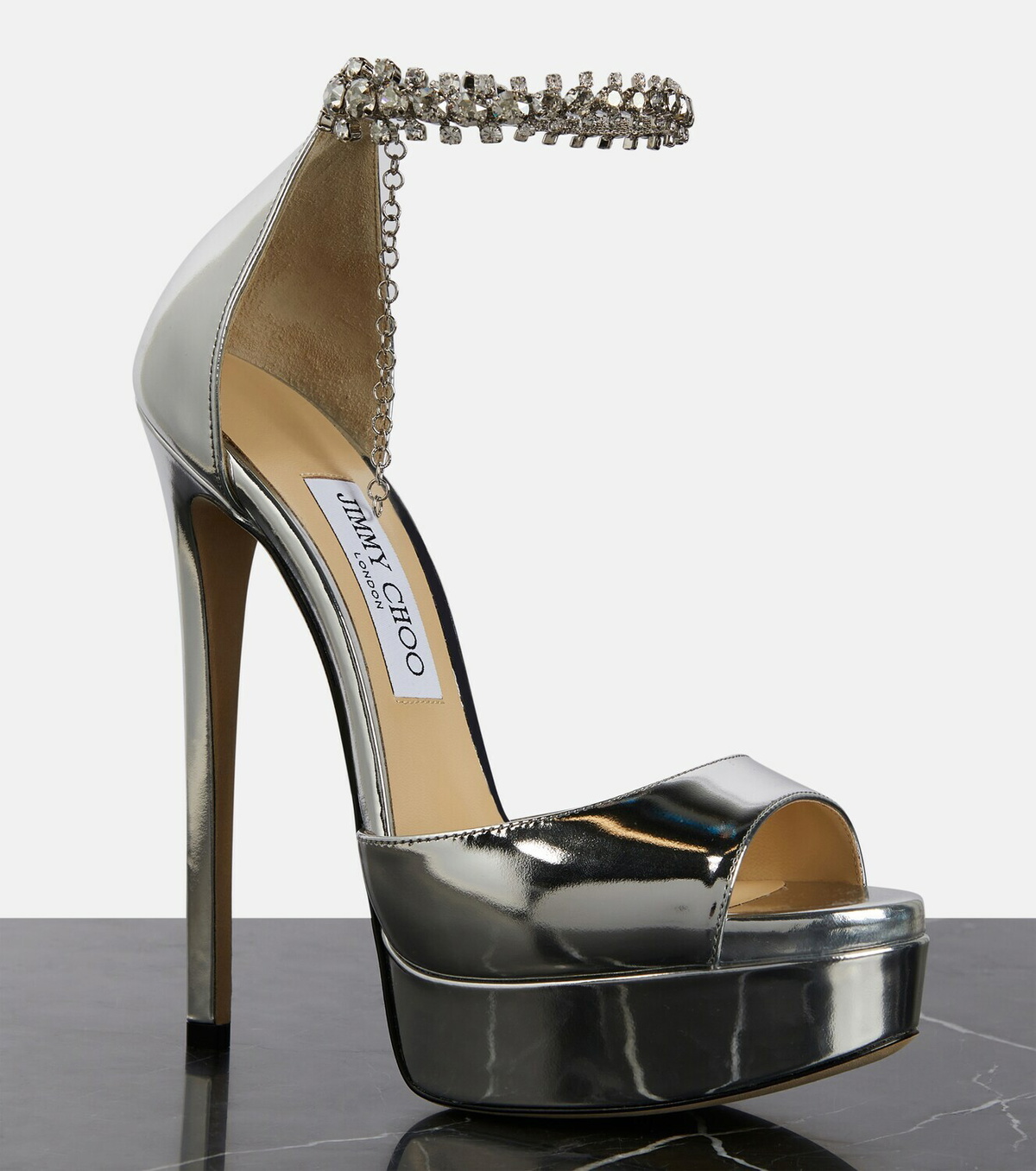 Jimmy Choo Max Bing 150 embellished leather platform sandals Jimmy Choo