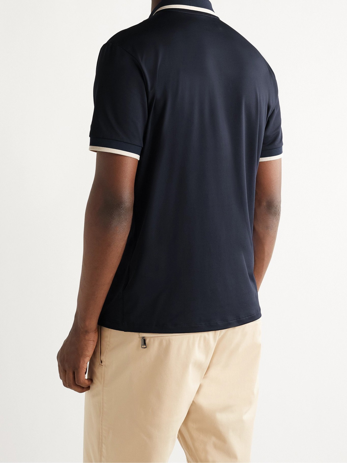 Bogner - Cody Contrast-Tipped Stretch-Jersey Golf Polo Shirt - Blue Bogner