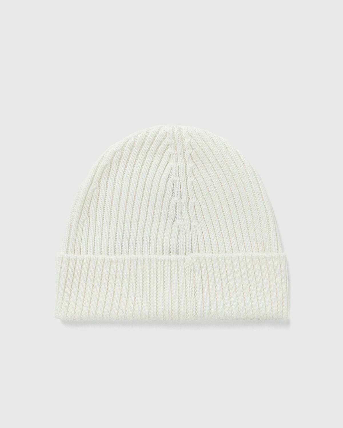 Lacoste Rib Knit Brushed Wool Beanie White Beanies Lacoste