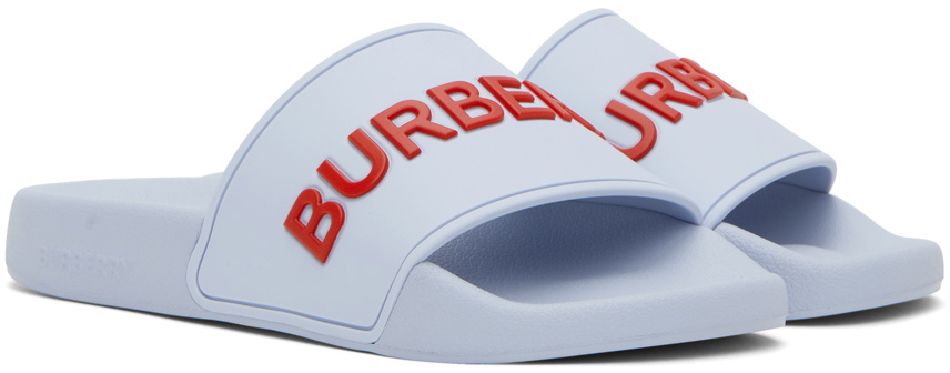 Burberry Blue Furley Slides Burberry