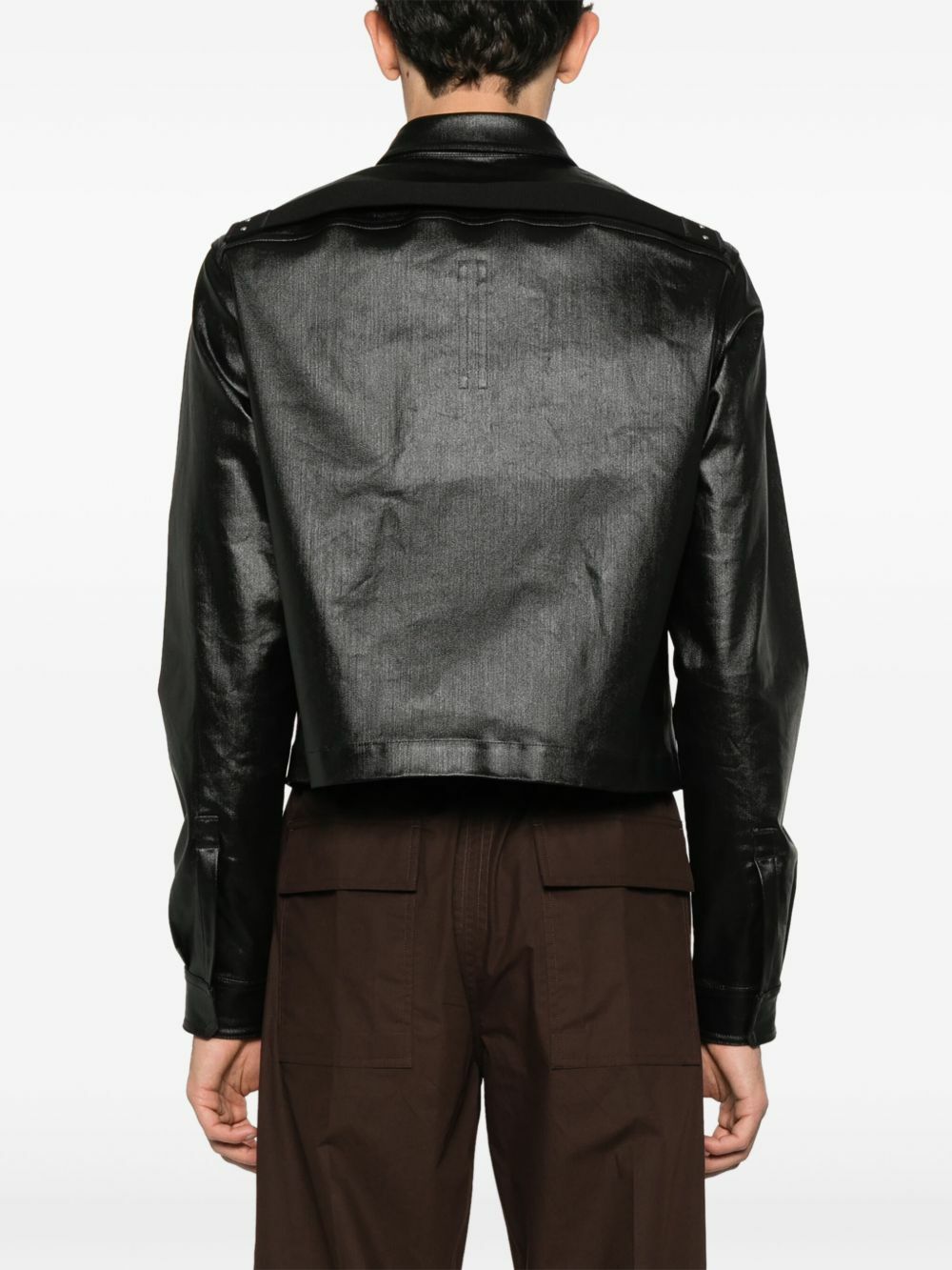 Rick Owens Black Waxed-Effect Jacket Rick Owens