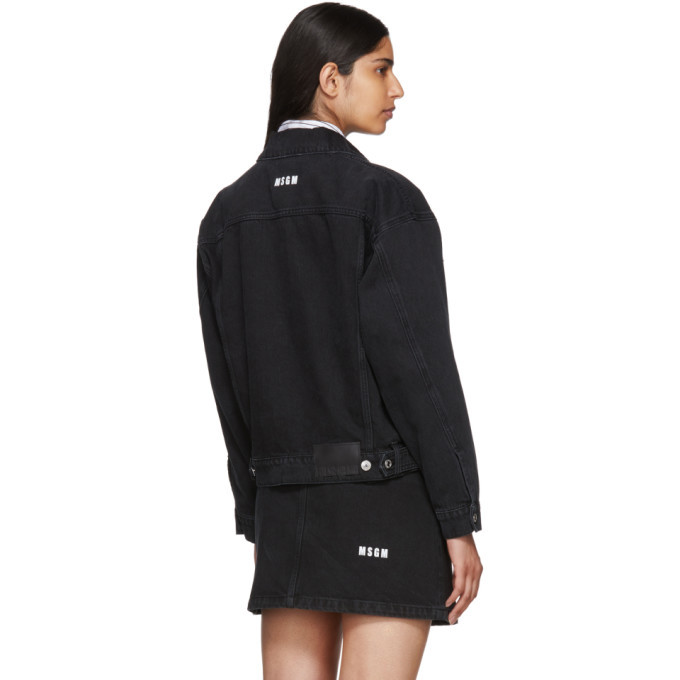 MSGM Black Washed Denim Jacket MSGM
