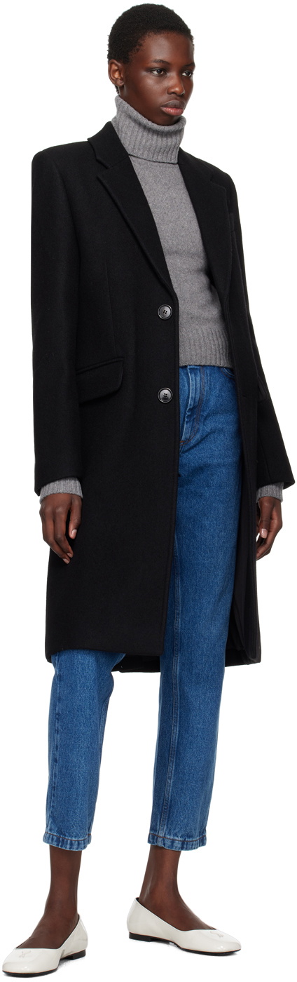 AMI Paris Black Two-Button Coat AMI