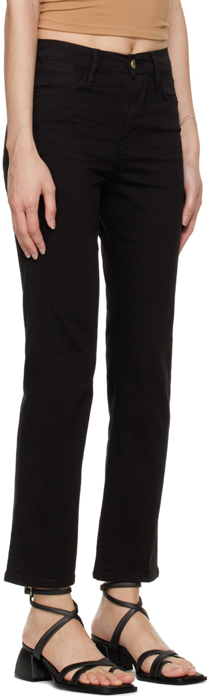 FRAME Black 'Le High Straight' Jeans Frame Denim