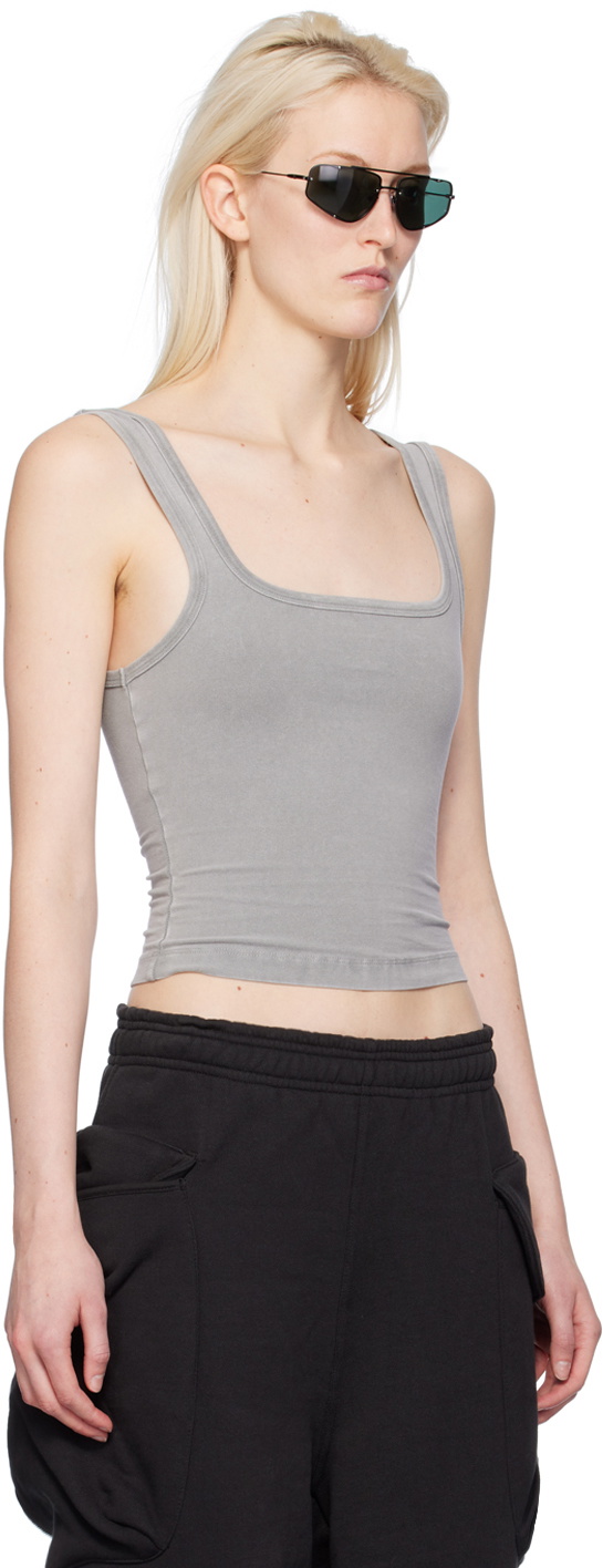 Entire Studios Gray Square Neck Tank Top Entire Studios