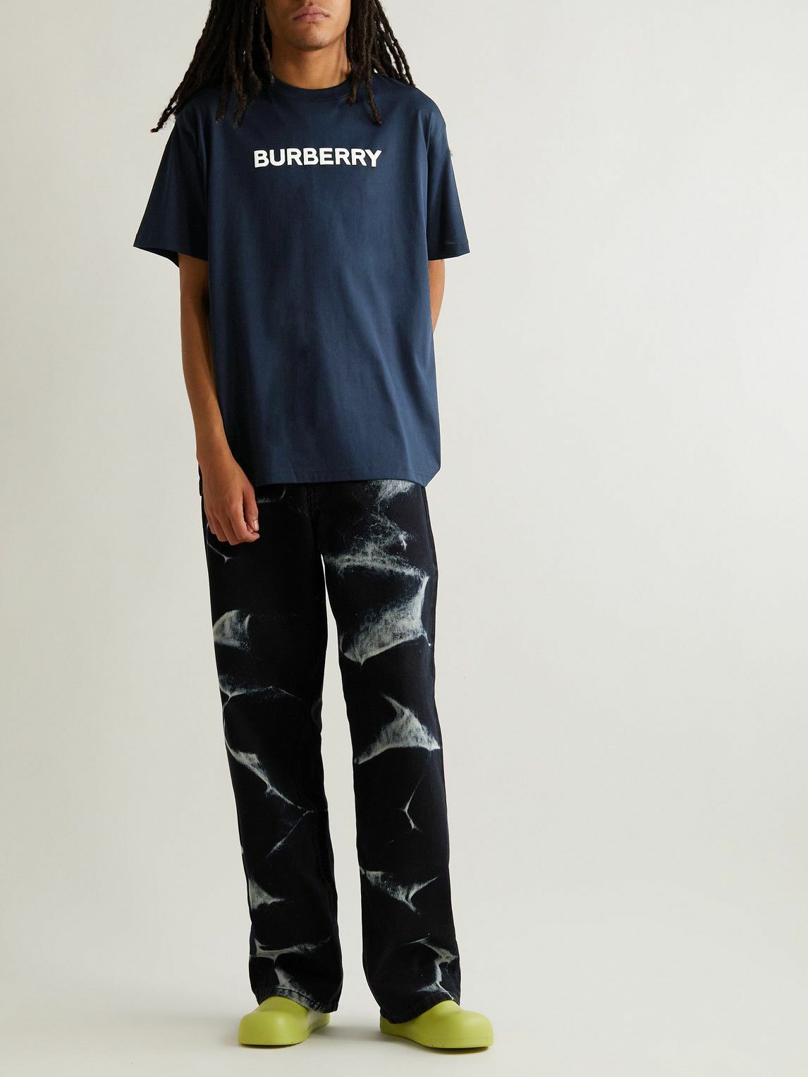 Burberry - Logo-Print Cotton-Jersey T-Shirt - Blue Burberry
