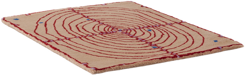 MAKI RUGS Beige & Red Bullseye Rug MAKI RUGS