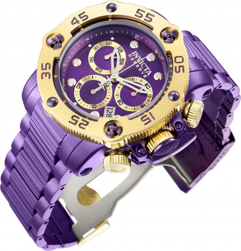 Invicta Reserve Propeller Chronograph Quartz Purple Dial Mens Watch ...