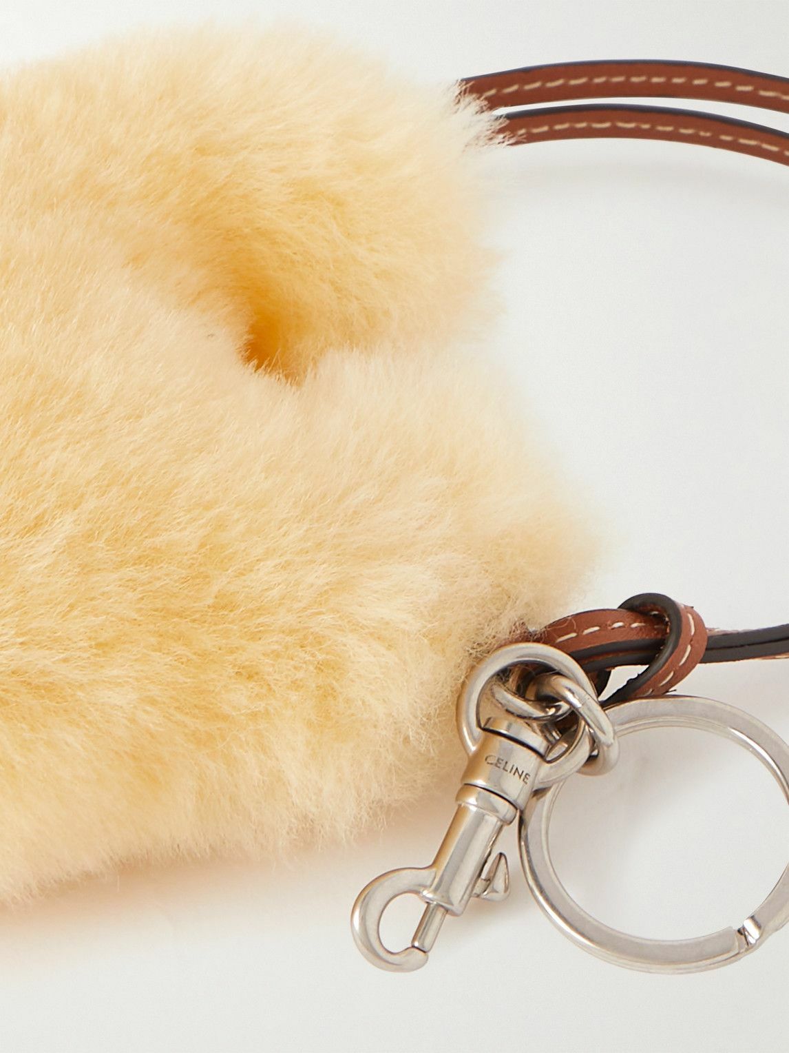 CELINE - Triomphe Shearling and Leather Keyring Celine