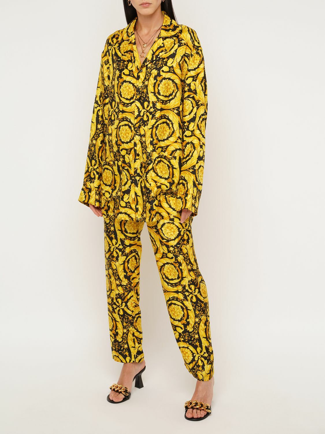 VERSACE Barocco Print Silk Twill Pants Versace