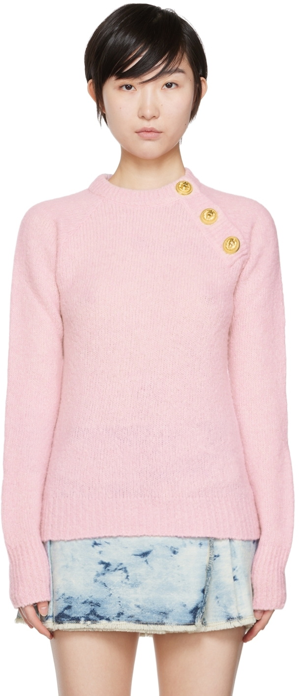 Balmain Pink Ribbed Sweater Balmain