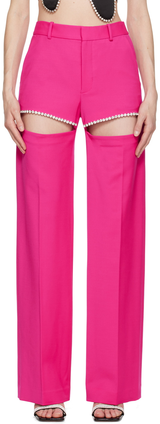 AREA Pink Crystal Slit Trousers AREA