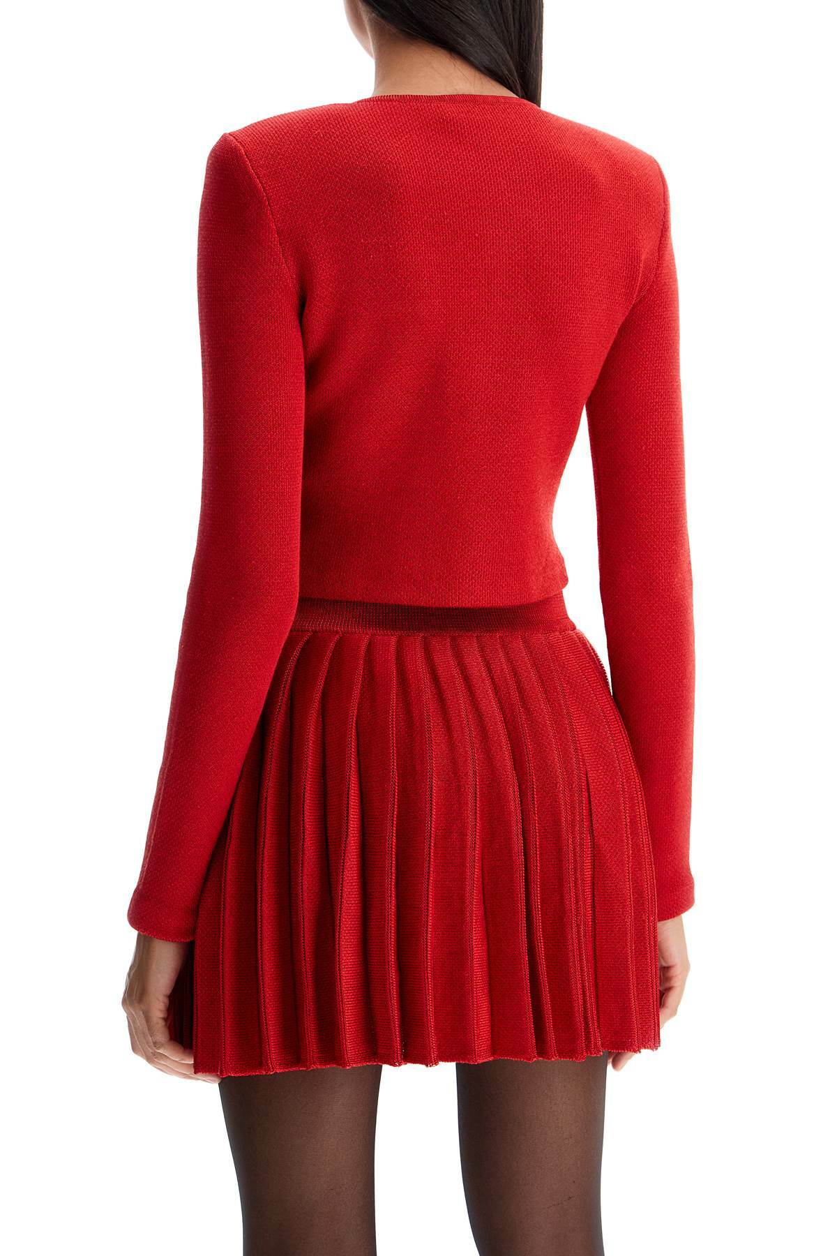 SELF PORTRAIT short knitted cardigan with heart-shaped buttons Red Self ...