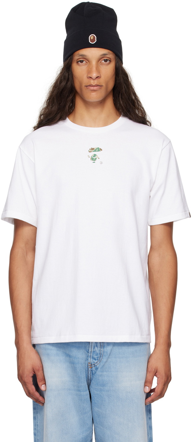 BAPE White Liquid Camo Small Ape Face T-Shirt A Bathing Ape