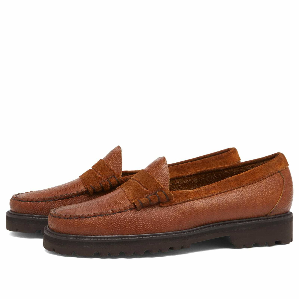 Bass Weejuns Men's Larson Lug Soft Grain Loafer in Mid Brown Textured ...