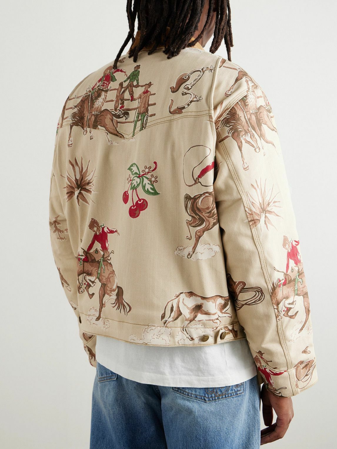Cherry Los Angeles - Corduroy-Trimmed Printed Cotton-Twill Bomber ...