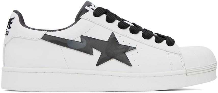 BAPE White & Black Skull Sta Sneakers A Bathing Ape