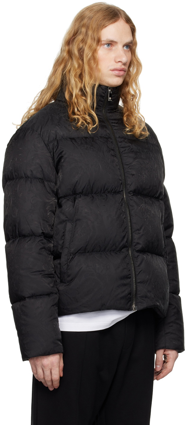 Versace Black Barocco Light Puffer Down Jacket Versace