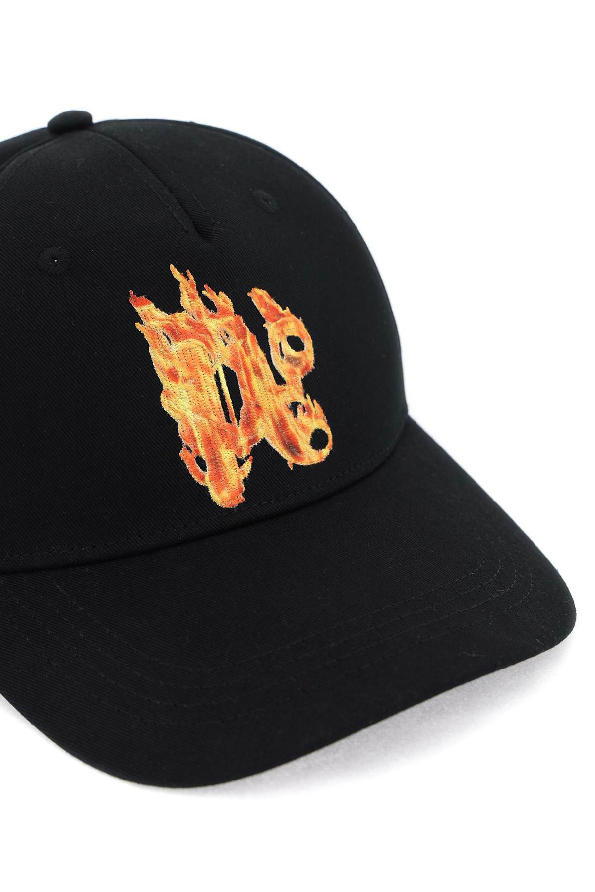 PALM ANGELS burning monogram baseball cap Black Palm Angels