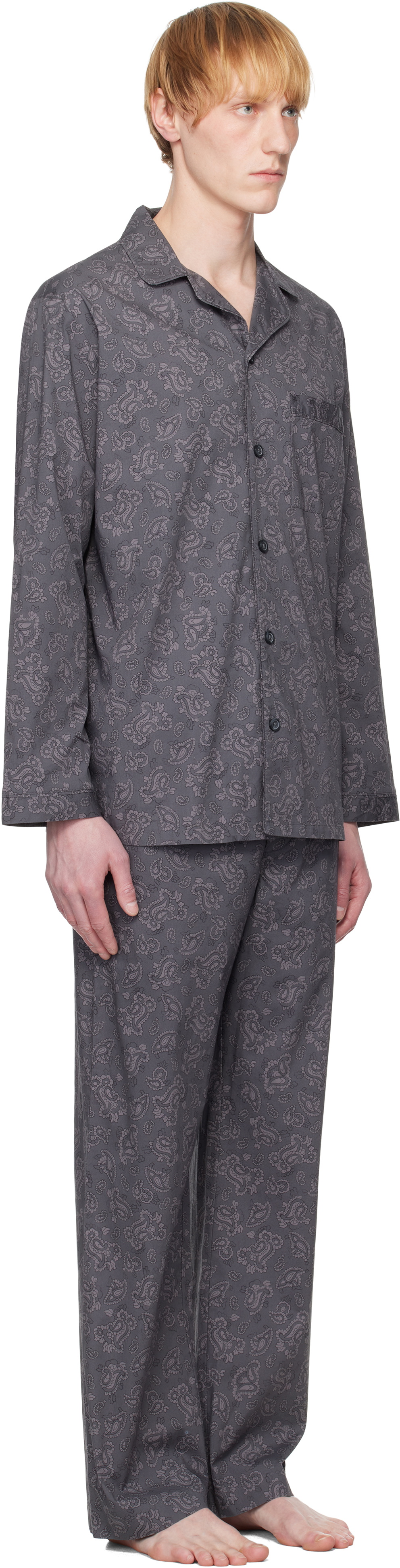 SKIMS SSENSE Exclusive Gray Cotton Poplin Sleep Pyjama Set SKIMS