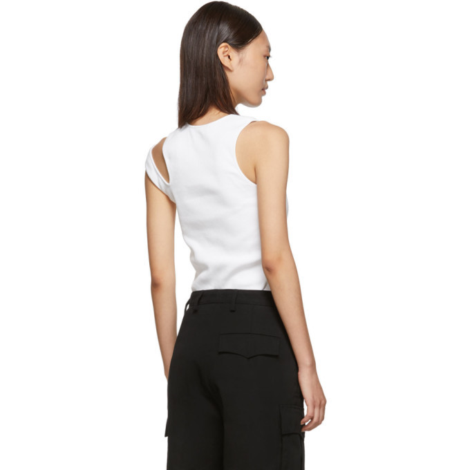 Balmain White Asymmetric 3-Button Tank Top Balmain