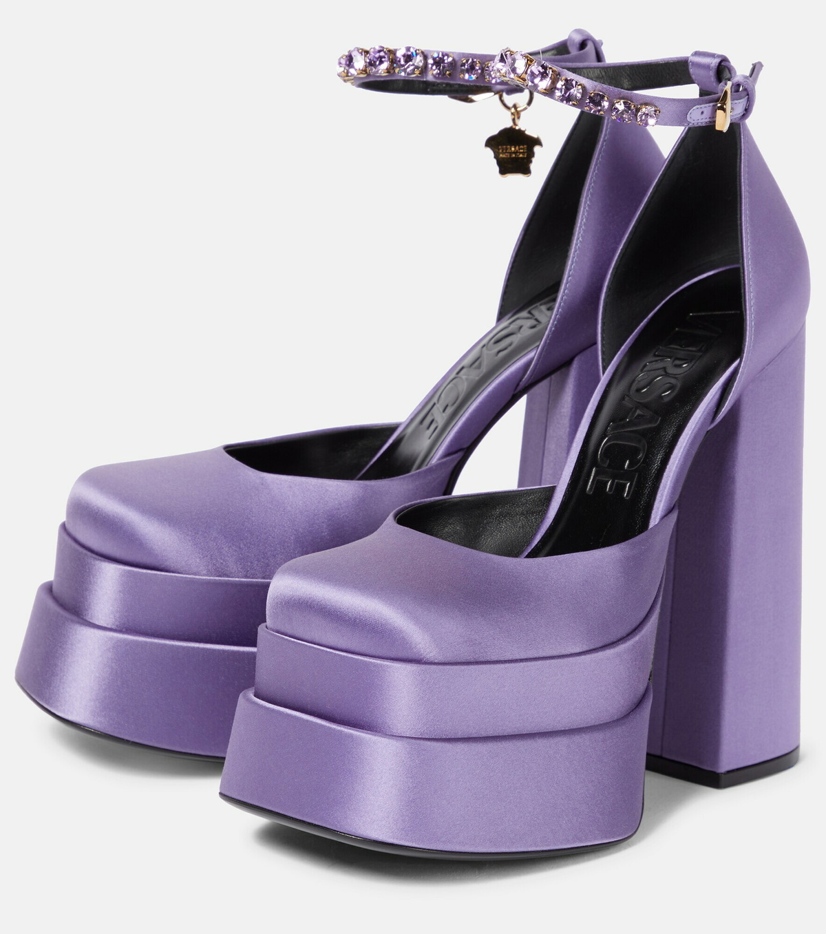 Versace - Medusa Aevitas satin platform pumps Versace