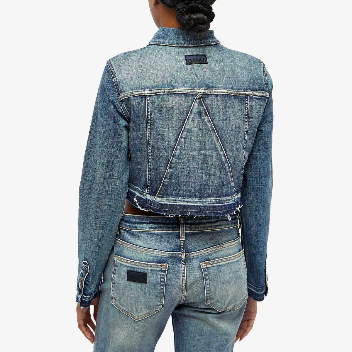 GANNI Women's Denim Crop Jacket in Tint Wash GANNI