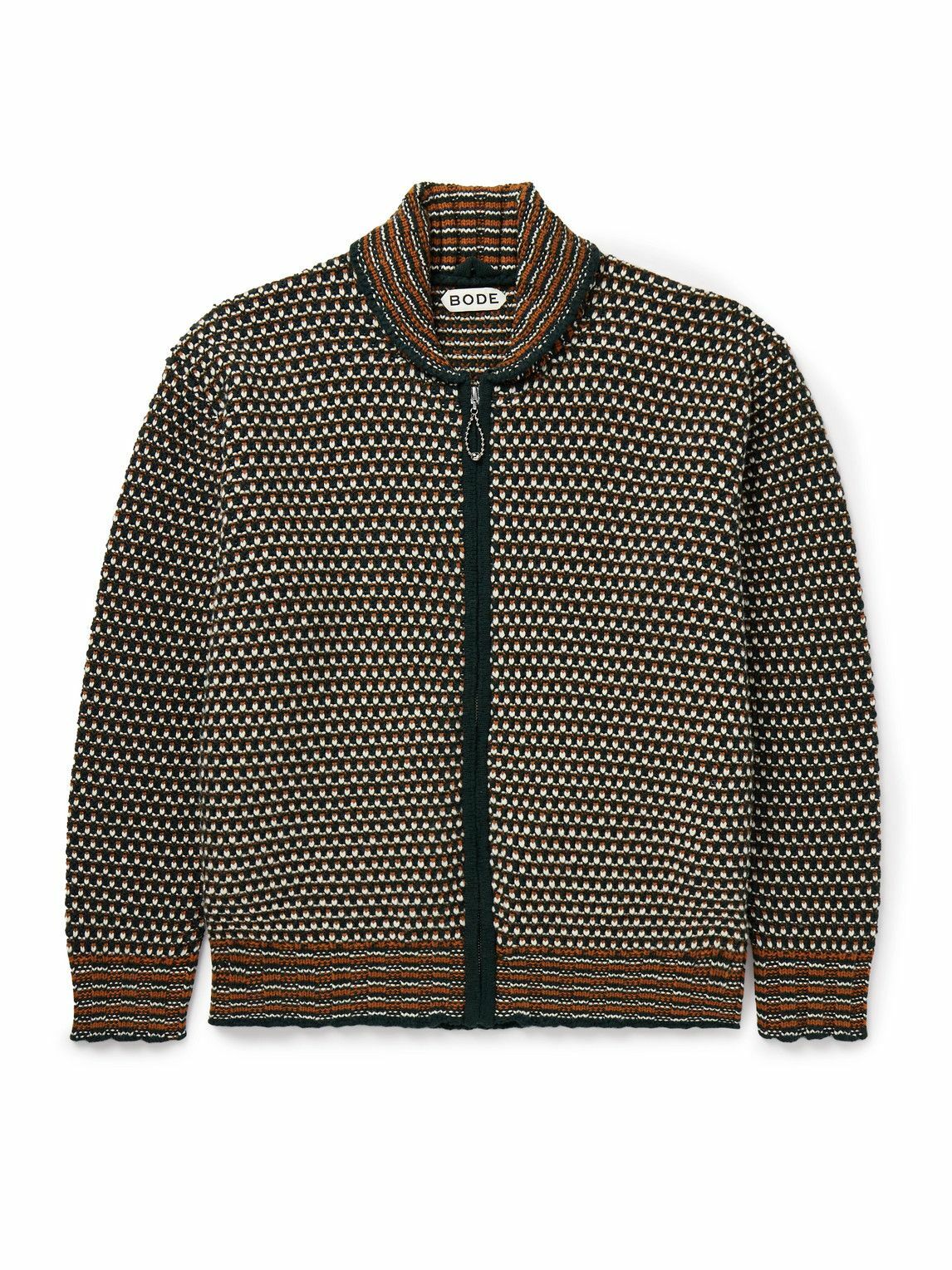 BODE - Schenectady Merino Wool Zip-Up Cardigan - Green Bode
