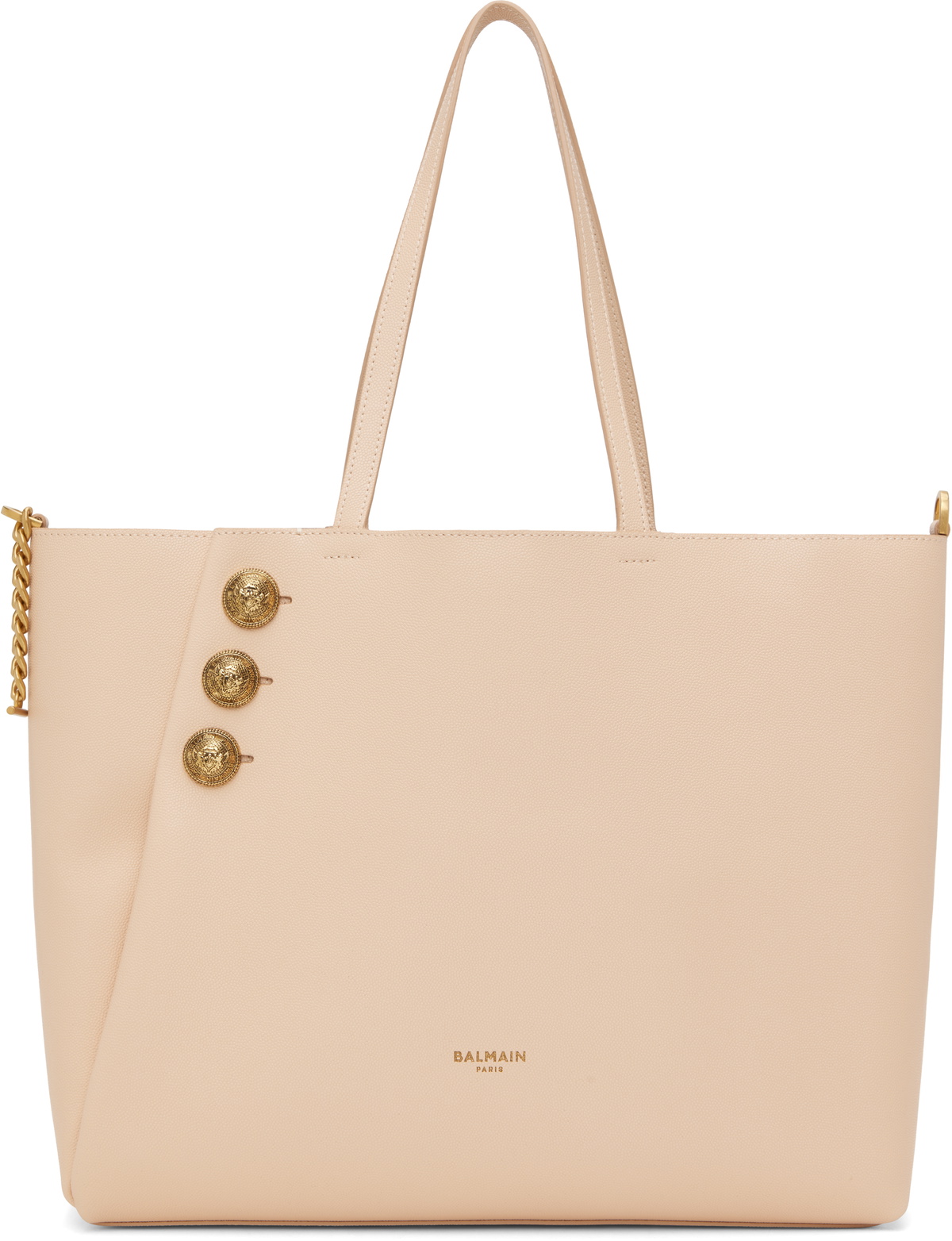 Balmain Pink Emblème Grained Calfskin Tote Balmain