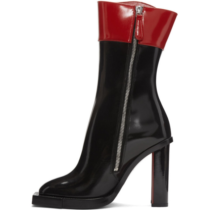 Alexander McQueen Black and Red Hybrid Boots Alexander McQueen