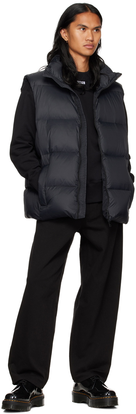 MSGM Black Zip-Up Down Vest MSGM