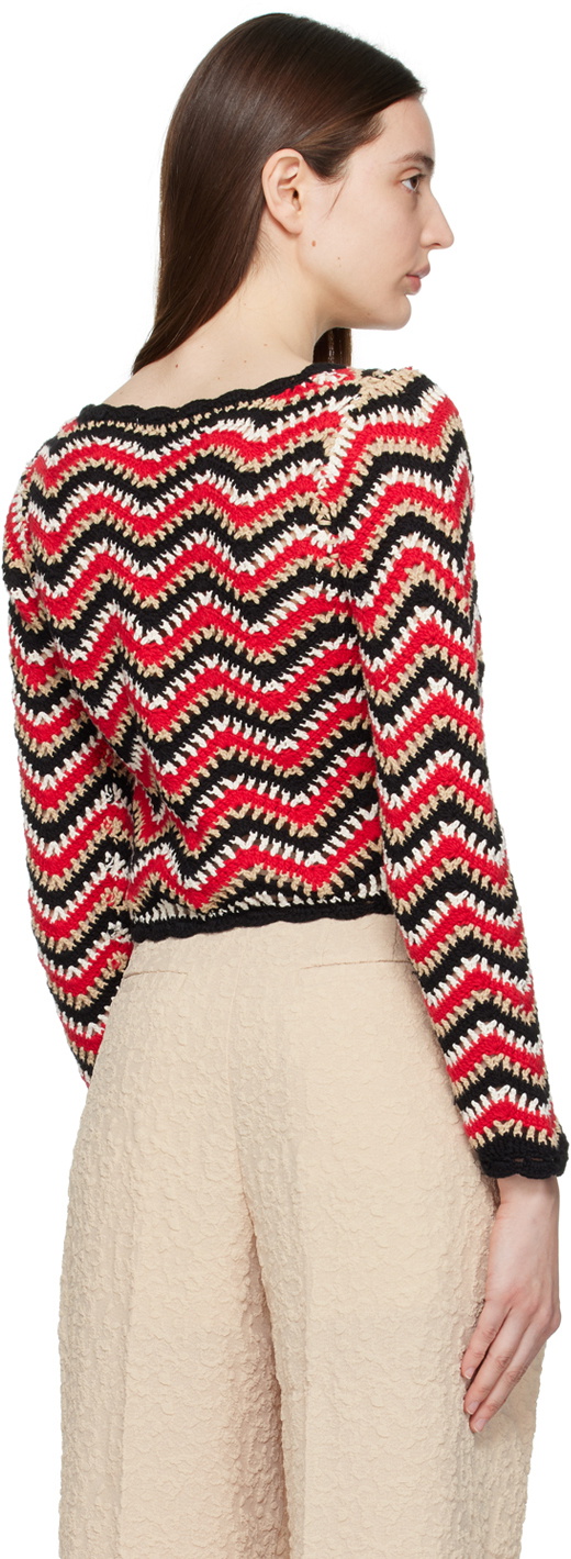GANNI Red Chevron Cardigan GANNI