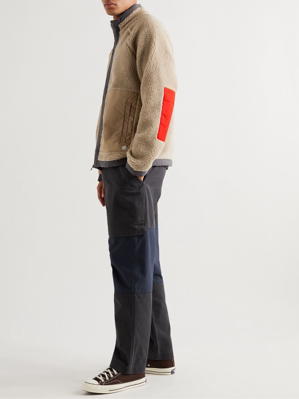 Folk - Hooke Park Signal Logo-Appliquéd Shell-Panelled Fleece Jacket ...