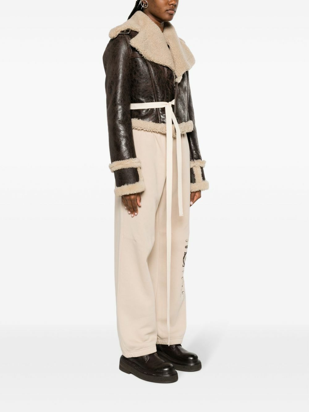 MM6 Maison Margiela Brown Shearling Biker Jacket MM6 Maison Margiela
