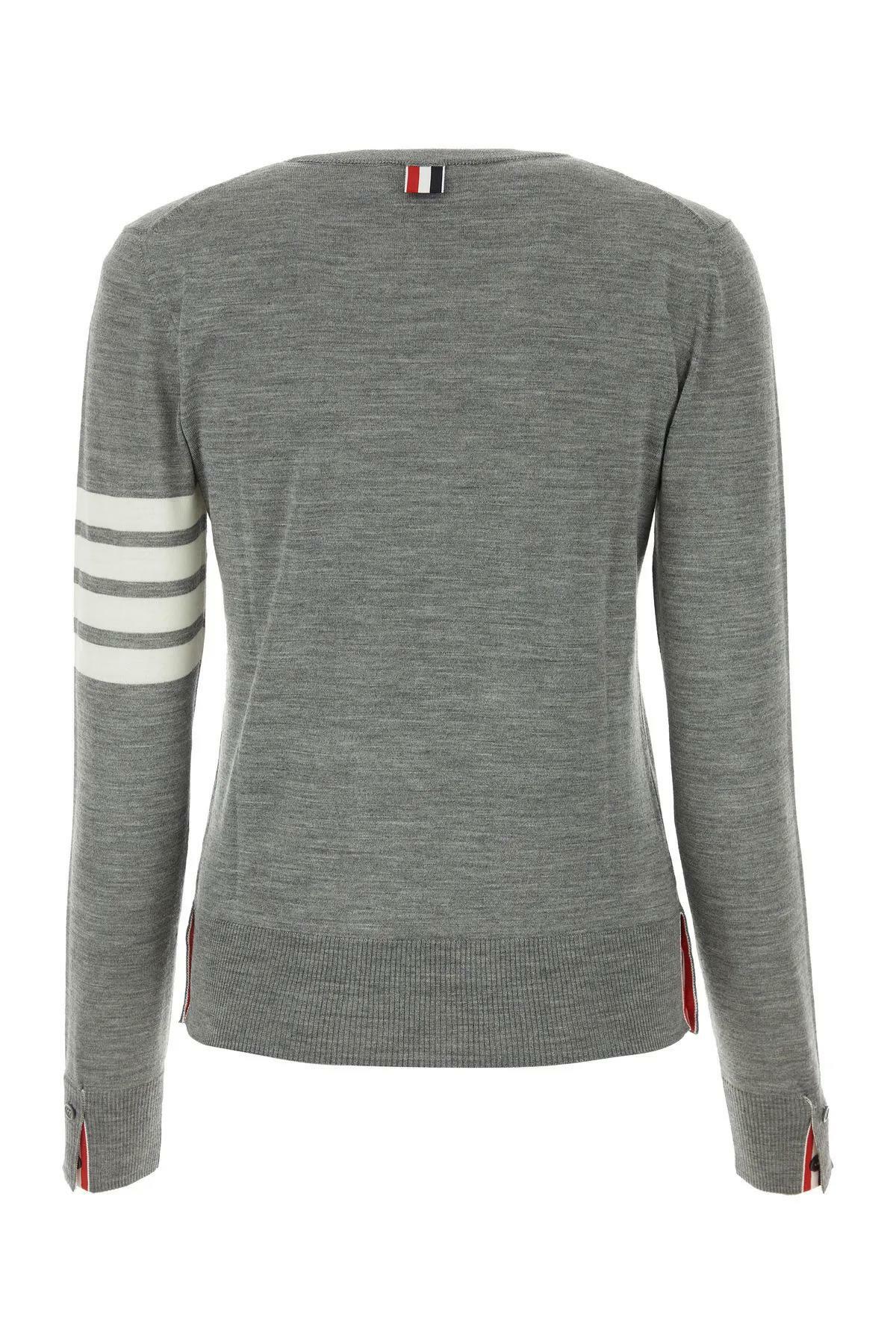 Thom Browne Melange Grey Wool Sweater Thom Browne