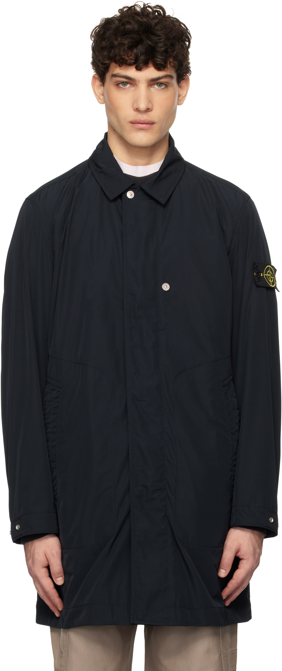 Stone Island Navy Micro Twill Coat Stone Island
